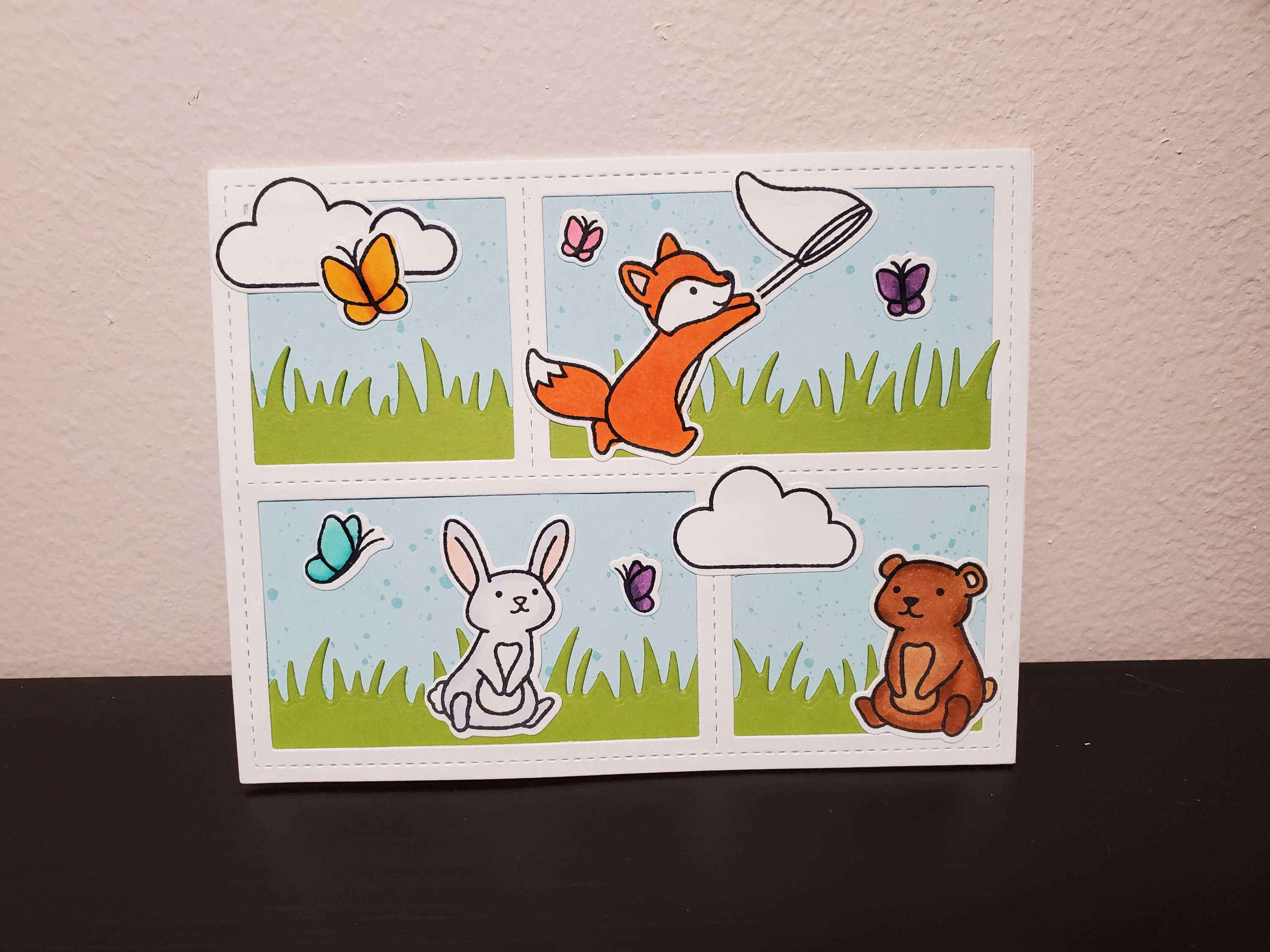A peekaboo spring card